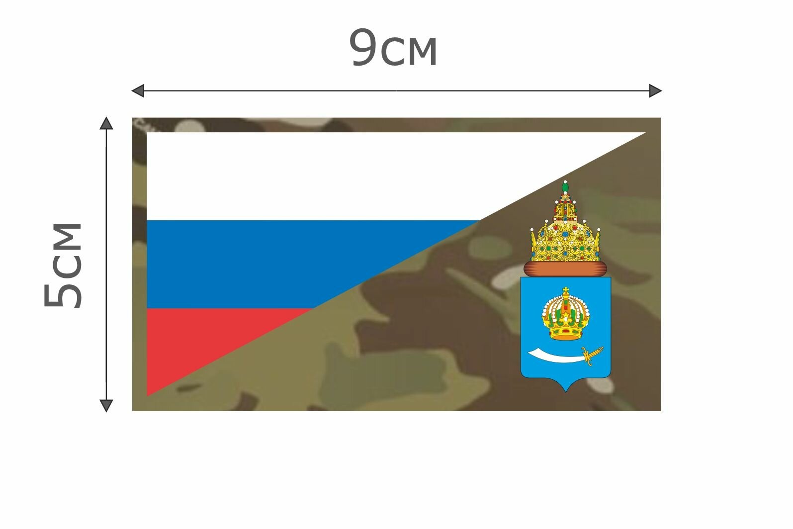 Ф030MC Нашивка , патч (шеврон) MC Флаг РФ Астраханская область 5*9 см