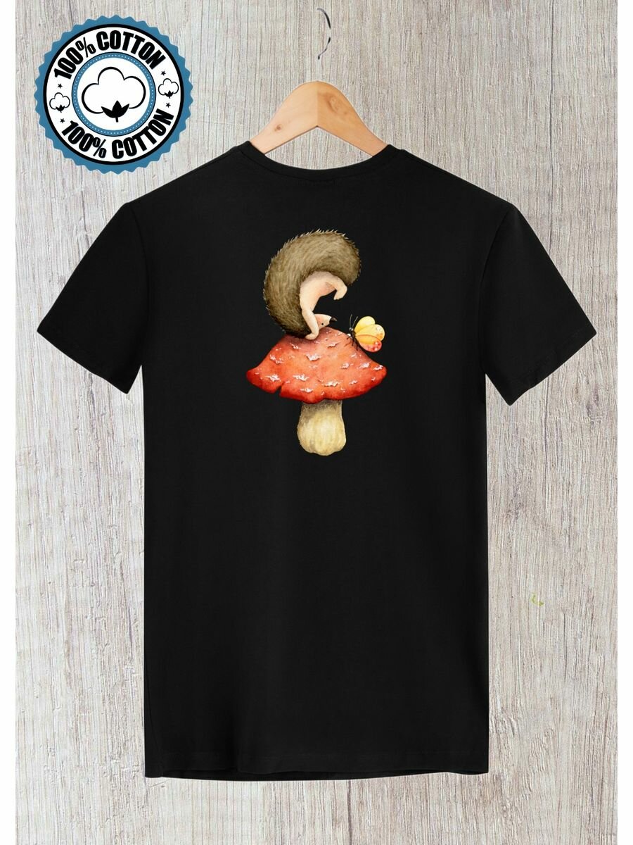 Футболка ёж ёжик осень лес лист бабочка