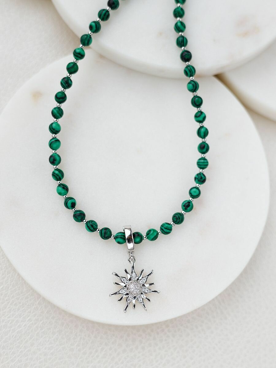 Чокер, малахит, циркон