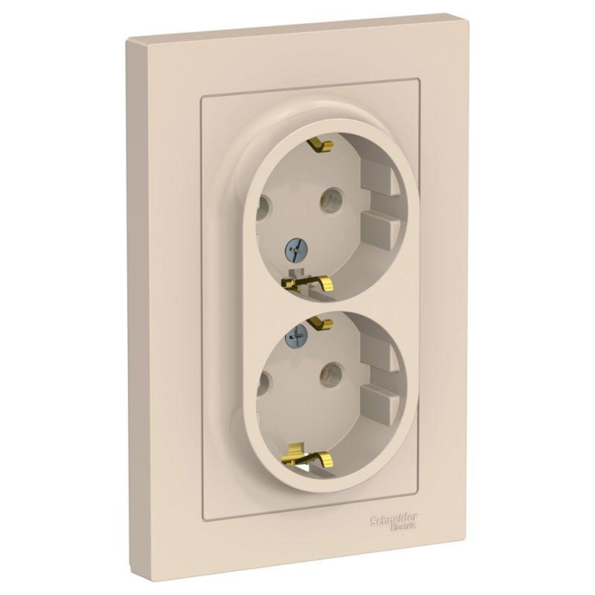 Розетка двойная с заземлением в сборе Systeme Electric AtlasDesign 16А, бежевая ATN000224 3 шт