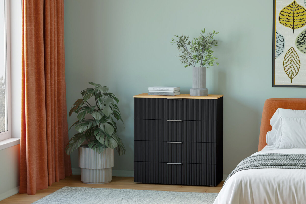 Комод Салерно 4 Черный для одежды 91*96*42