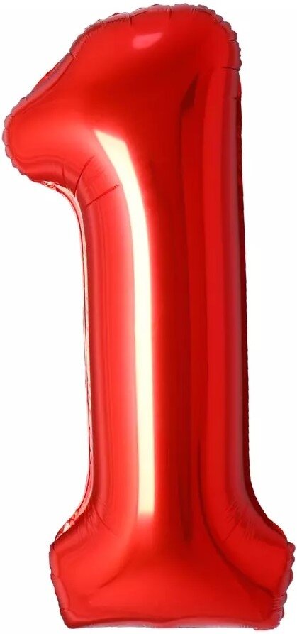 Шар (32'/81 см) Цифра, 1, Красный, 1 шт. в уп.