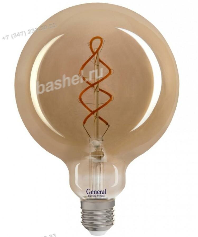 General LOFT шар G125DSS E27 6W(300lm) 1.8K 125х165 филамент (нитевидная) дымчатая 684600, Лампа светодиодная