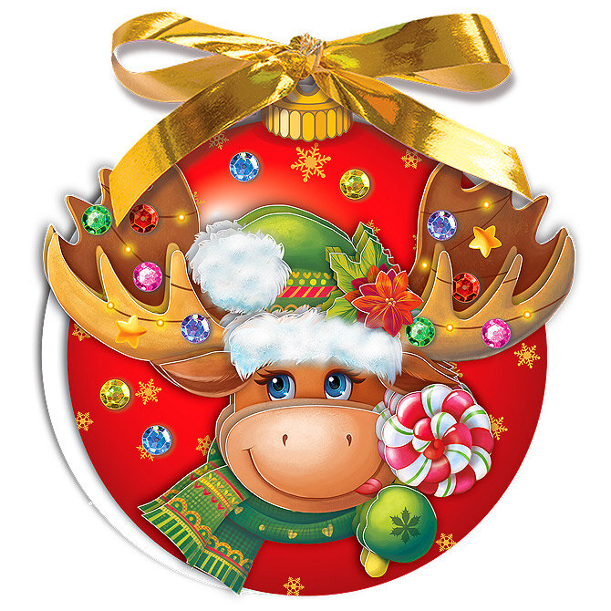 Клевер АБ 23-517-NW79 Набор Новогодний шар Лось декоративное елочное украшение на праздник