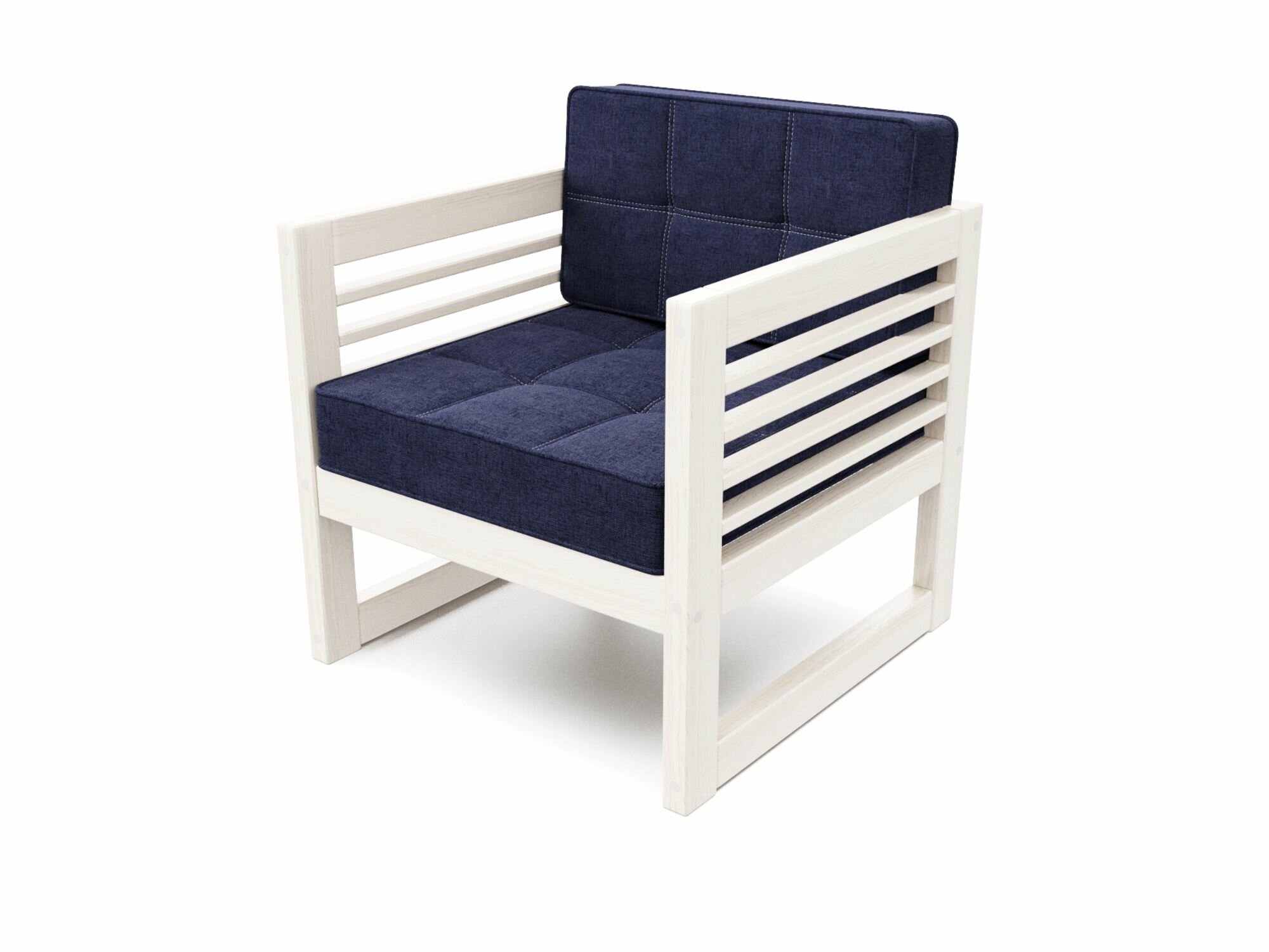 Садовое кресло Arsko Сега-С, синий-беленый дуб, массив дерева, с подлокотниками, садовое, на дачу, для кухни, скандинавский