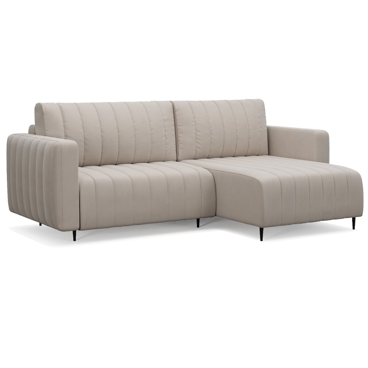 Угловой диван Сток Диванов Токио Bone светло-бежевый, механизм пантограф, бархат антикоготь