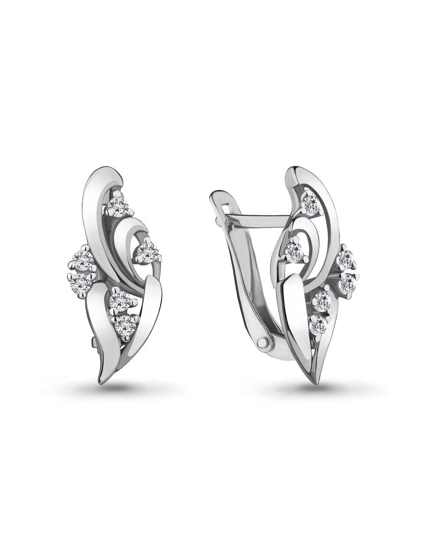 Серьги, серебро, 925 проба, родирование, фианит