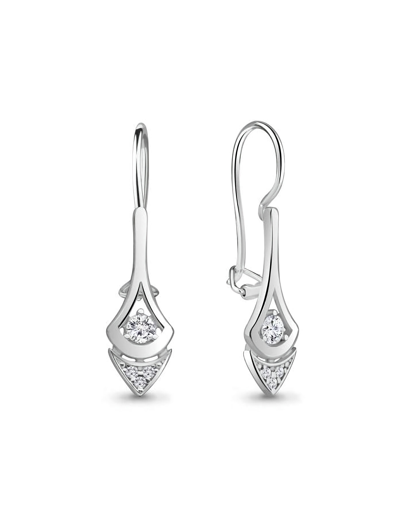 Серьги, серебро, 925 проба, родирование, фианит