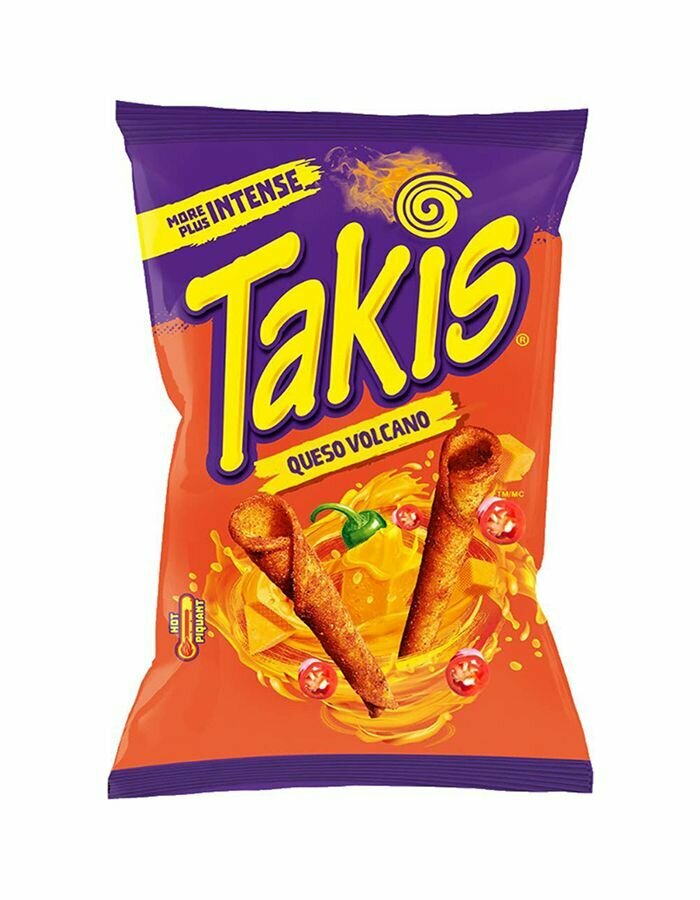 Кукурузные чипсы Takis Queso Volcano Острый сыр, 90 гр
