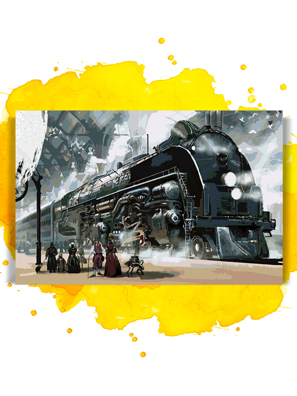 Картина по номерам на холсте Поезд на вокзале, 40 х 60 см