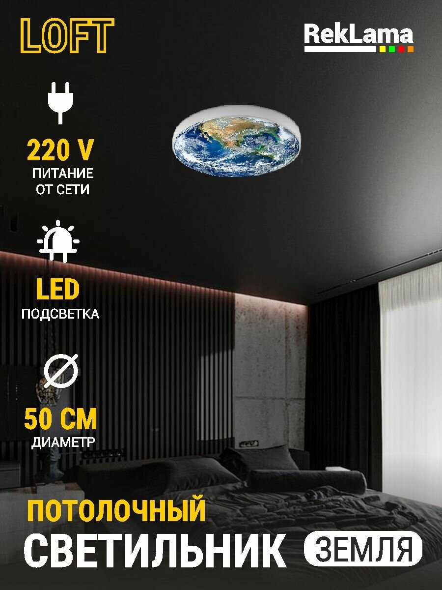 Светильник потолочный светодиодный земля С пультом , 50х50 см, холодный 6000K