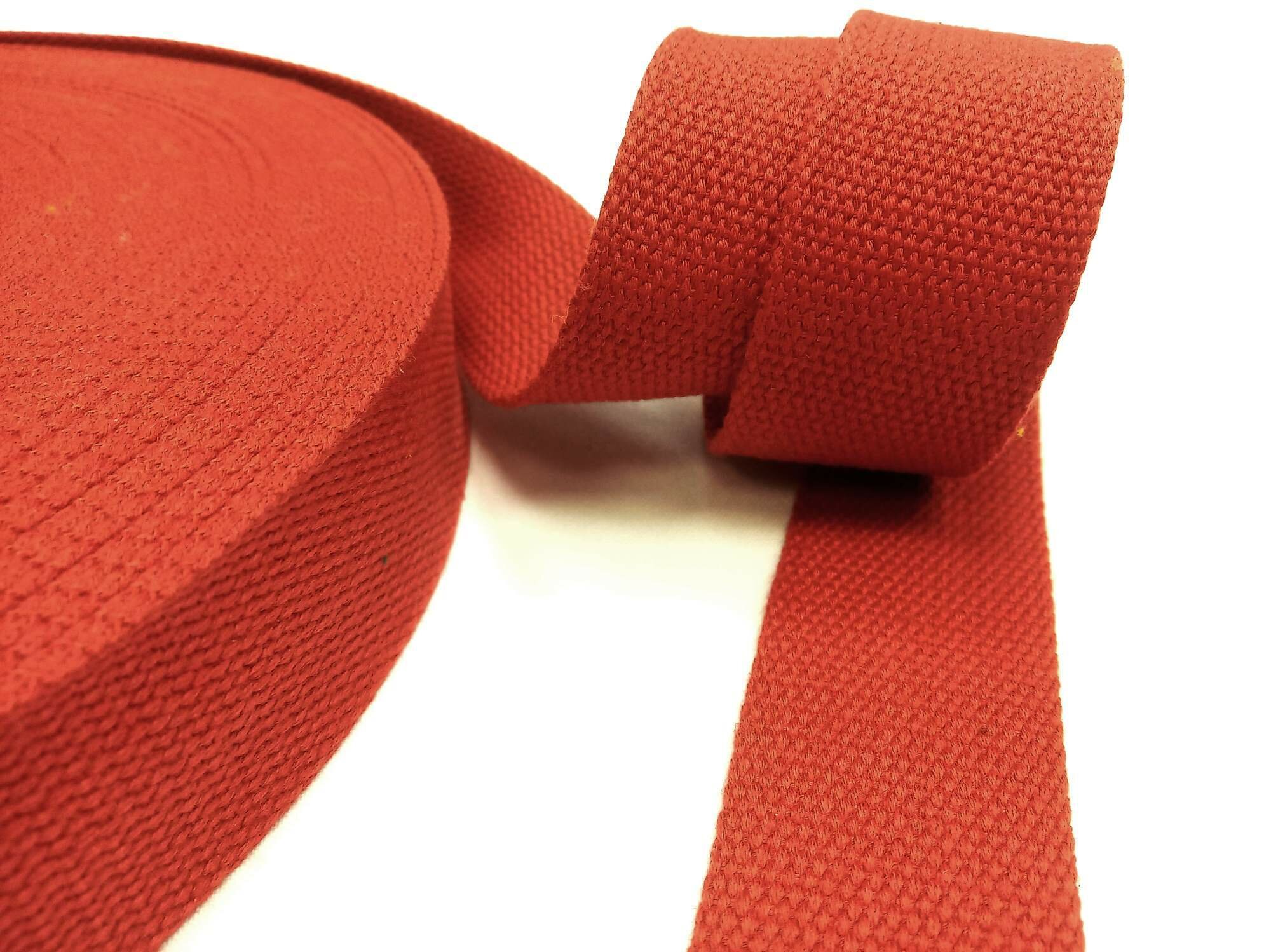 Стропа-лента ременная 38 мм, хлопок искусственный толщ. 2 мм, 5 метров, красная