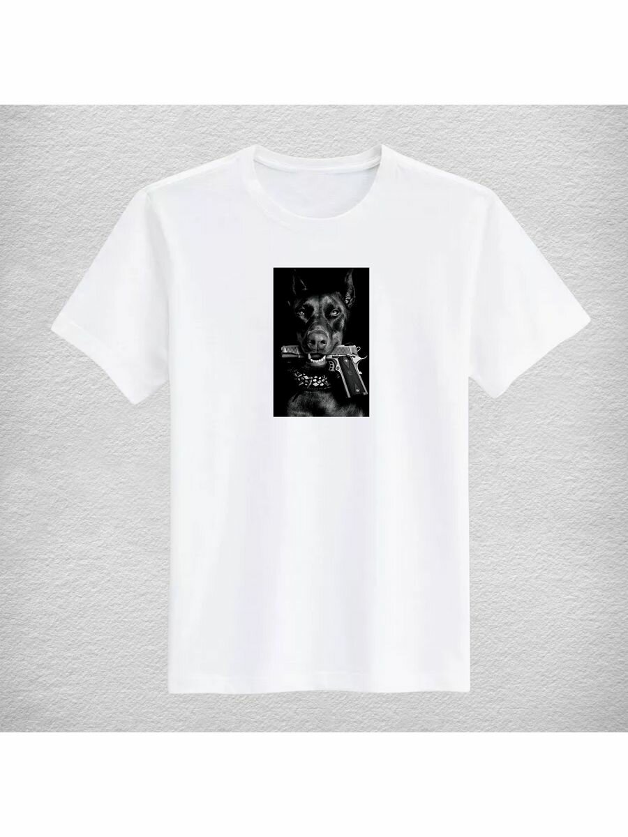 Футболка доберман с пистолетом