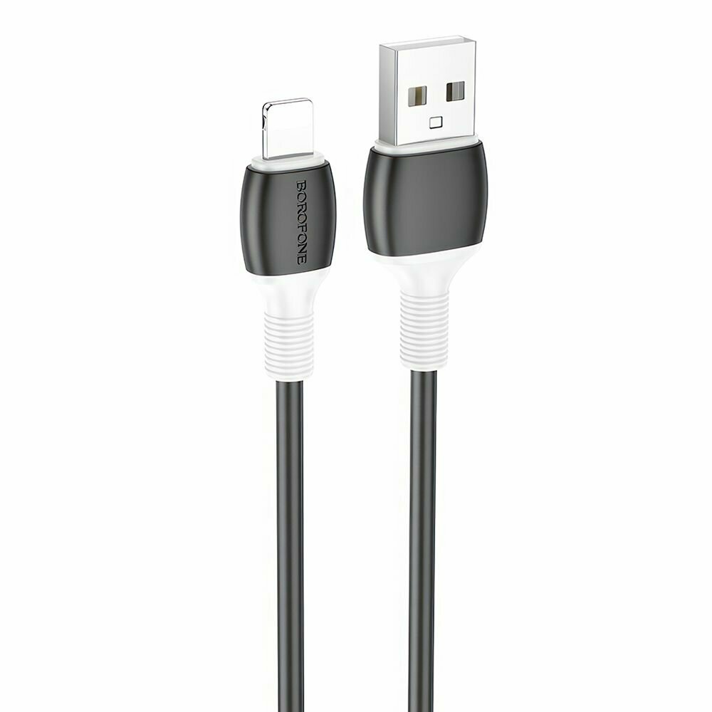 USB кабель BOROFONE BX84 Rice Lightning 8-pin, 2.4А, 1м, PVC (черный)