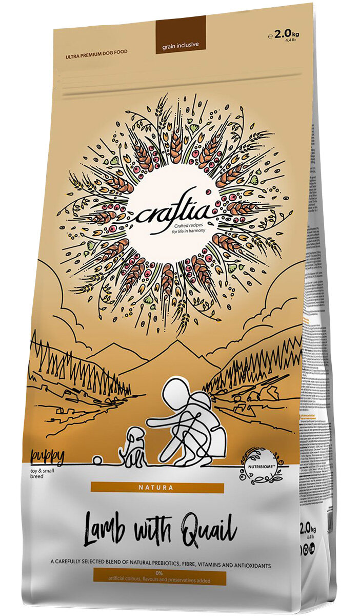 CRAFTIA NATURA PUPPY TOY & SMALL BREED LAMB & QUAIL для щенков мал пород с ягненком и перепелкой NEW 2 кг