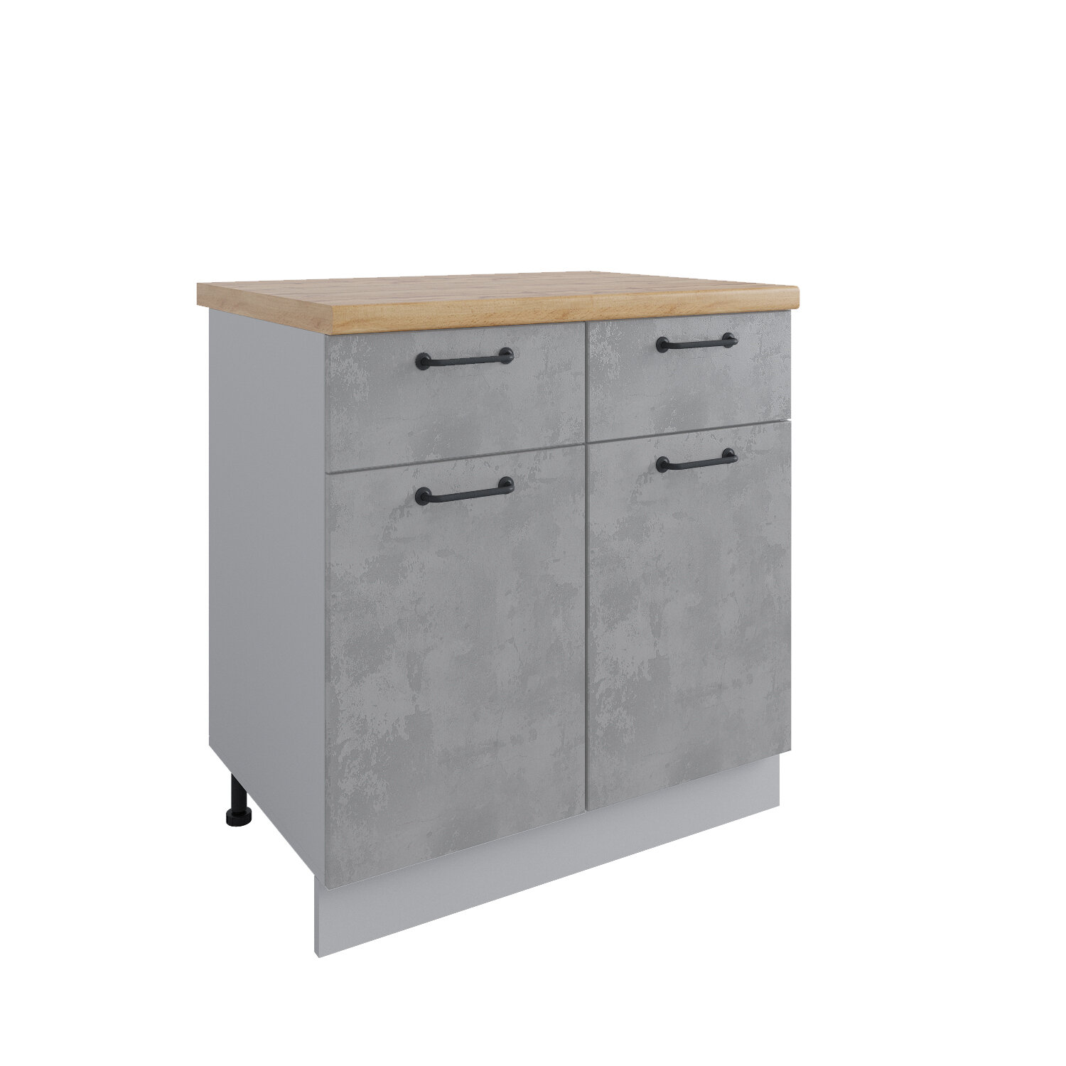 Кухонный шкаф напольный, без столешницы, с ящиками, С2ЯШ 800, Кухня Лофт, Серый / Бетон Светлый