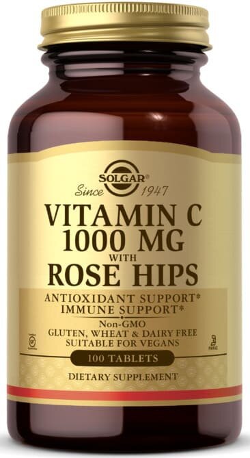 Solgar Vitamin C 1000 with Rose Hips, Витамин С с шиповником 100 таблеток