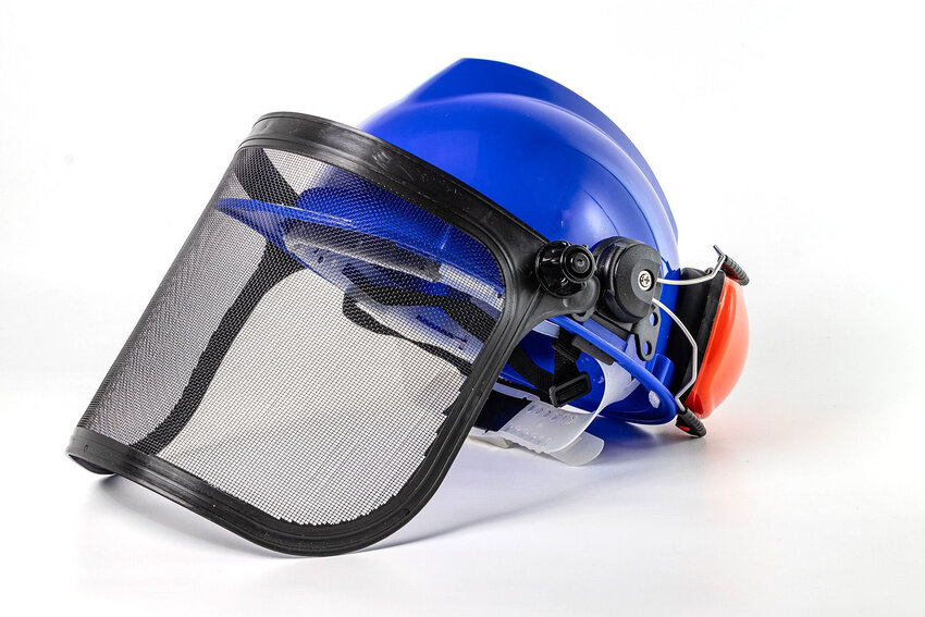 Маска защитная садовая для триммера / щиток защитный лицевой / каска наушники