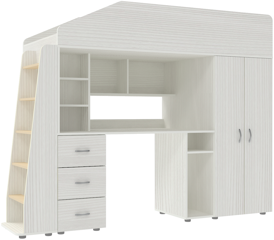 Кровать чердак Л 1 Белое Дерево Белое Дерево