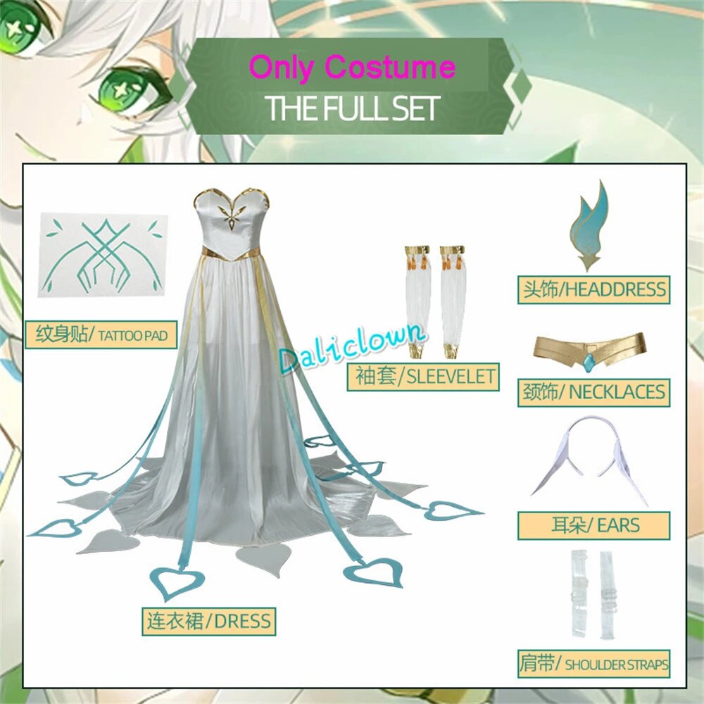 Rukkhadevata Косплей костюм Genshin Impact Nahida Изумрудный, М, Costume Only