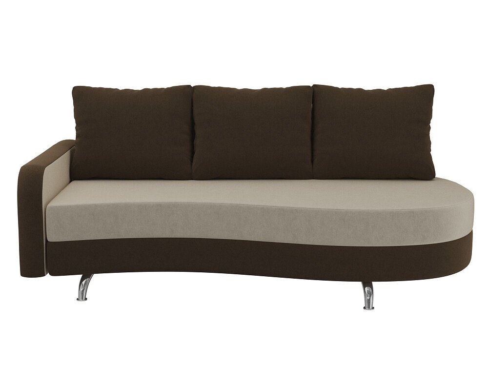 Прямой диван Премьер Коричнево-Бежевый Микровельвет, еврокнижка, 223х102х80 см, с ящиком для белья