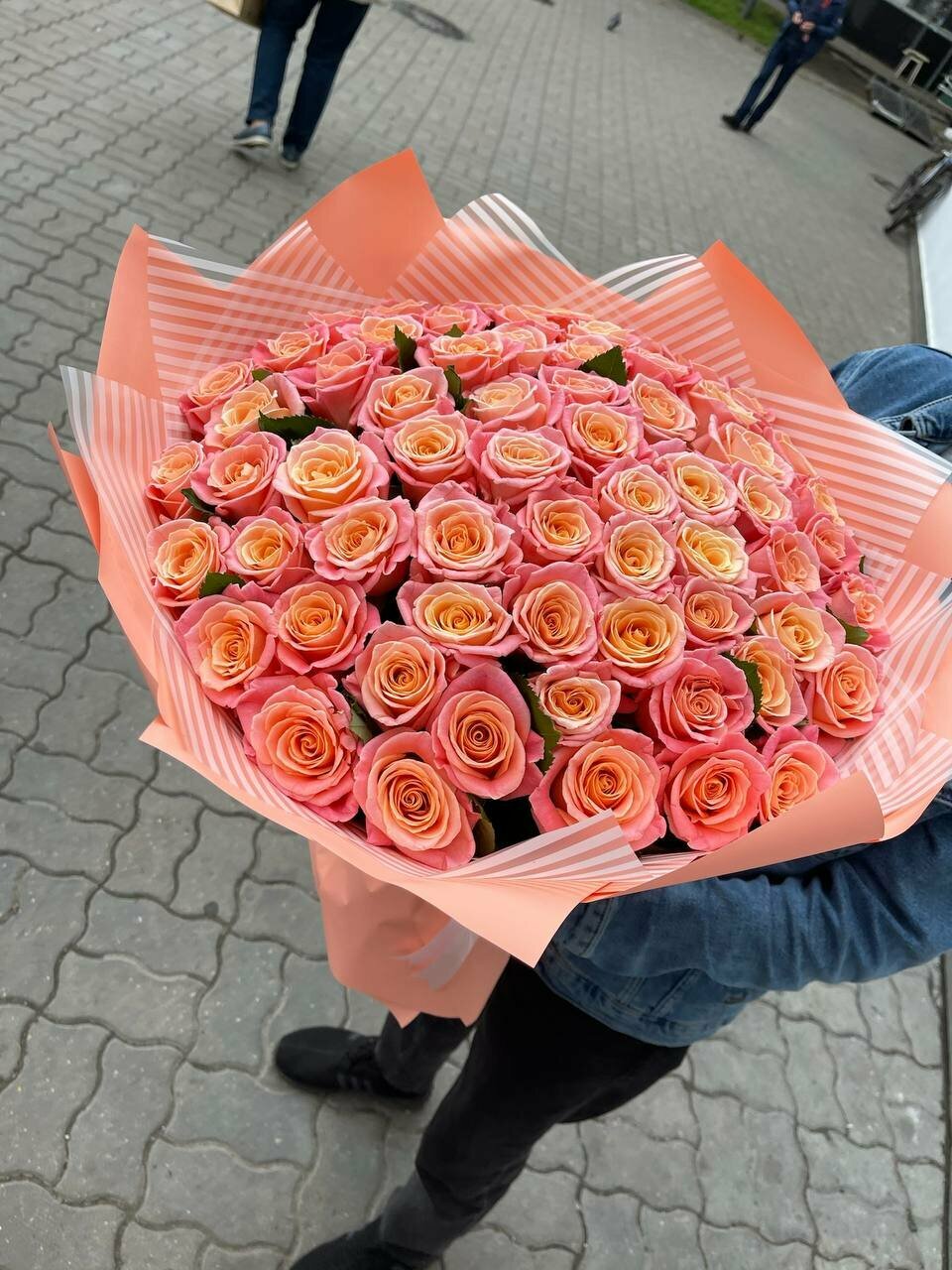 Премиум букет из розовых роз 51 шт, премиум цветы, шикарный, красивый букет цветов, роза.