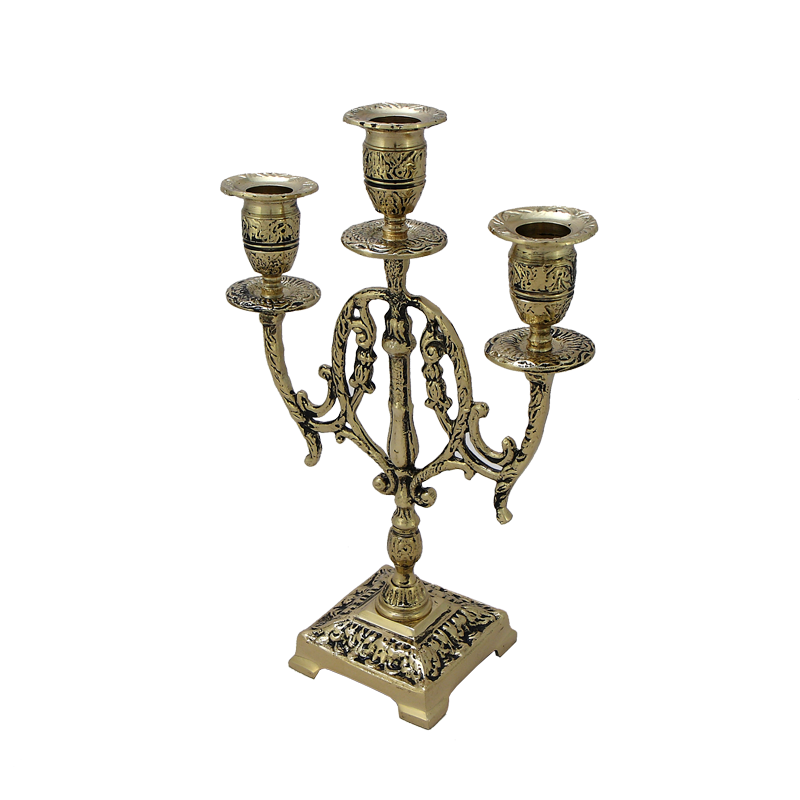 Бронзовый канделябр на 3 свечи Лира