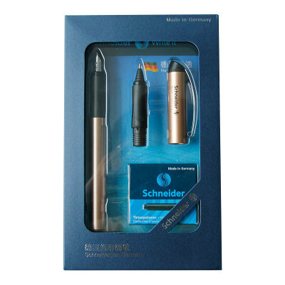 Набор Schneider BK600, авторучка, держатель для перьев, 3 ручки, футляр, золотой