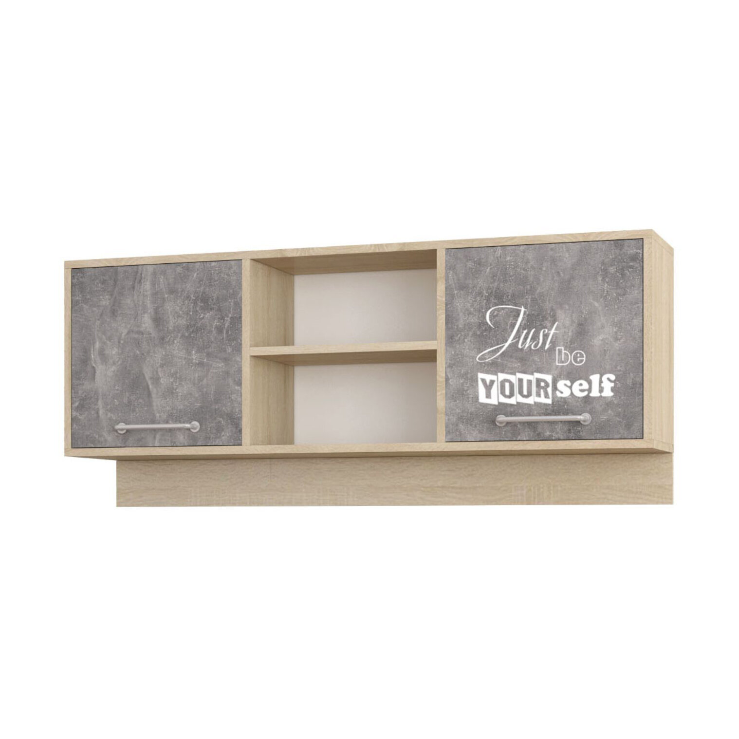 Антресоль навесная Колибри Лофт 52,0х120,0х25,0 см, дуб сонома/ателье светлое+акрил белый