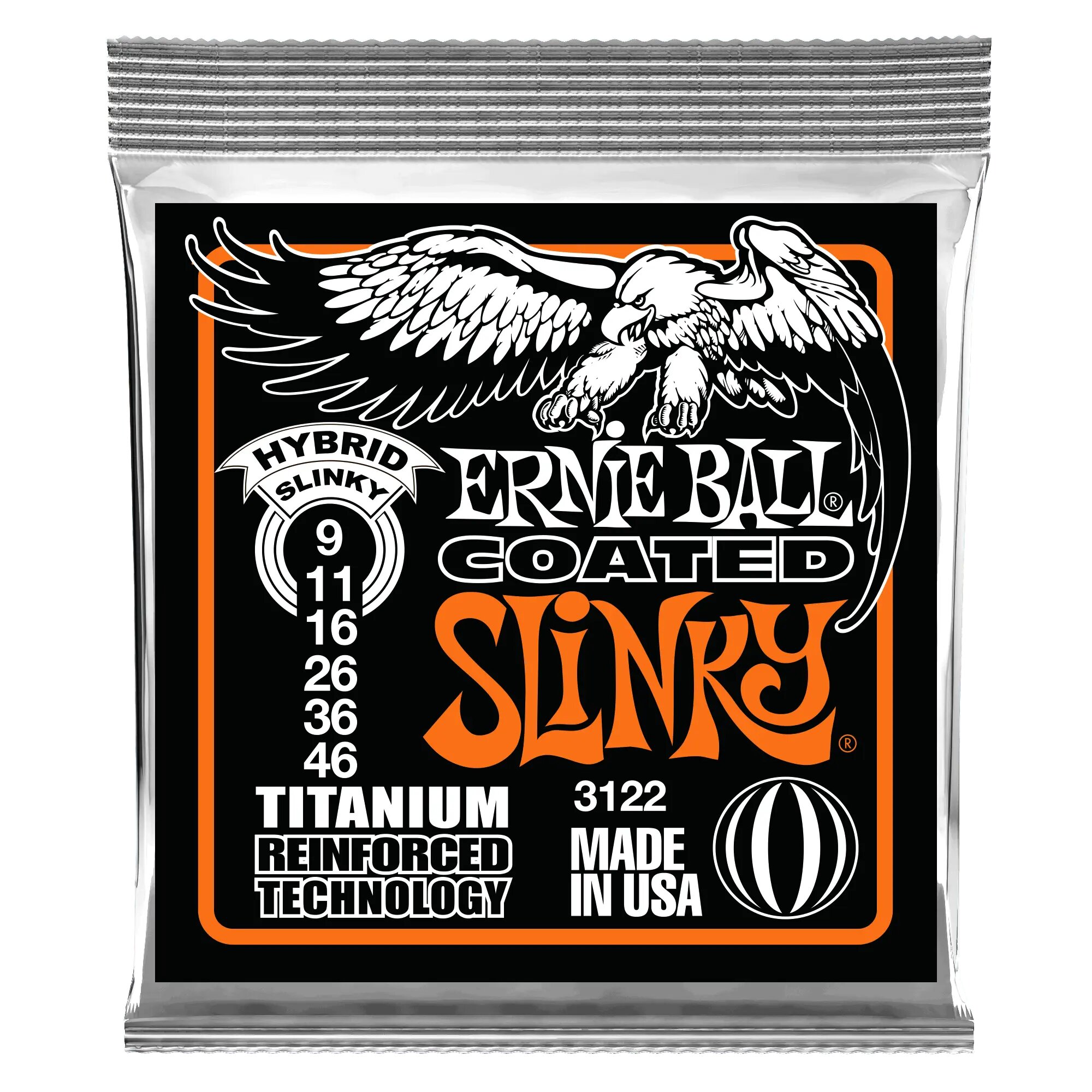 Струны для электрогитары Ernie Ball 3122 Hybrid Slinky Coated Titanium RPS 9-46