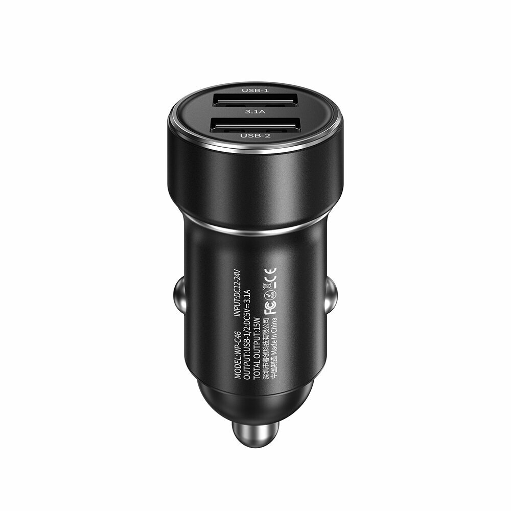 Автомобильное зарядное устройство Wekome StarRoad Series Vieyie Dual-USB Car Charger 15W (WP-C46) Black