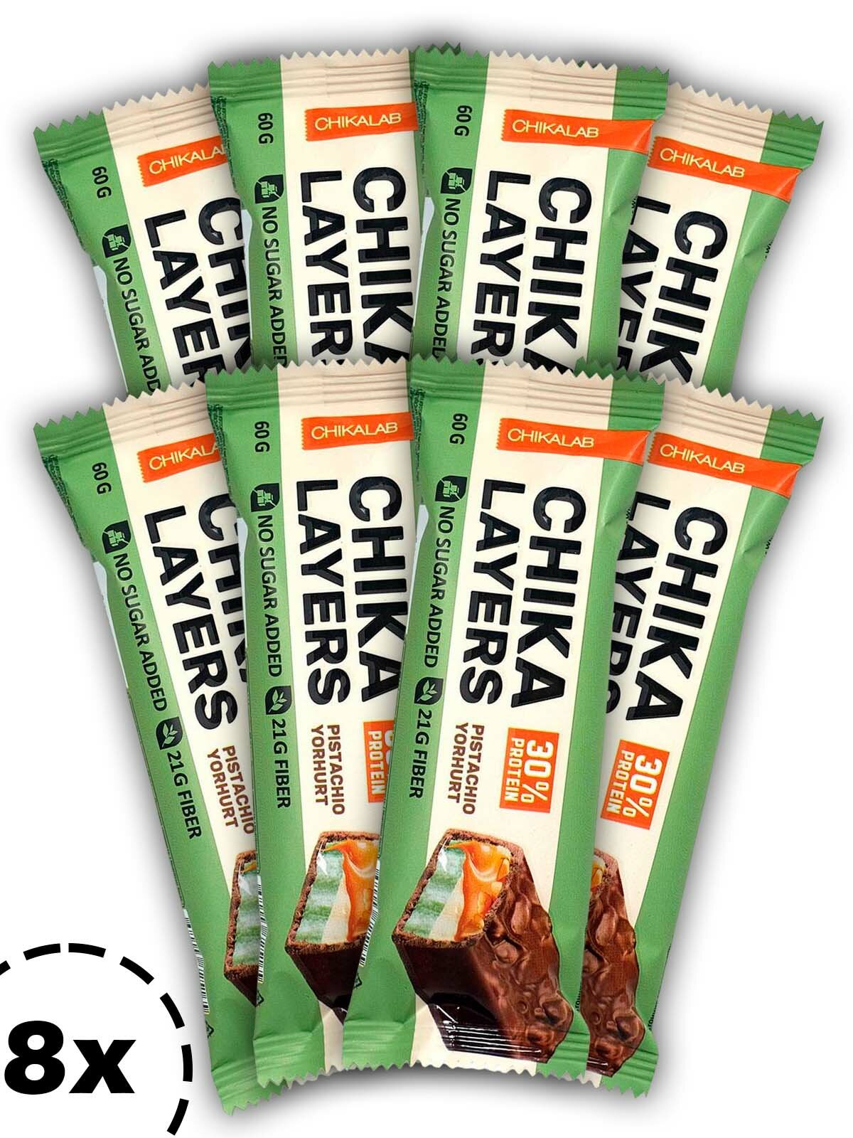 Протеиновый батончик Chikalab Chika Layers 8 х 60 г, Фисташковый йогурт