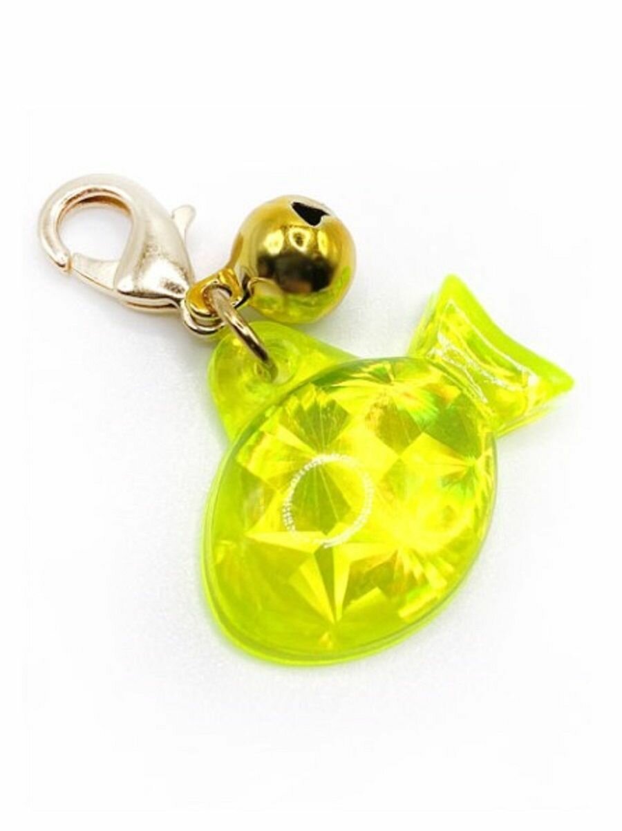 Адресник-подвеска Japan Premium Pet для кошек и собак мелких пород в виде рыбки, жёлтая