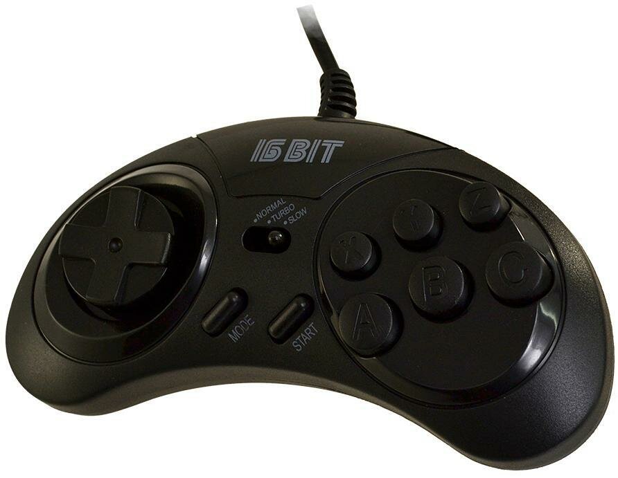 Геймпад проводной 16 bit MegaDrive JS-165 Черный узкий разъем 9 pin 16 bit