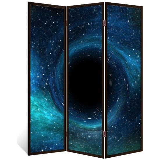 Ширма перегородка Декор Депо для комнаты деревянная "Андромеда" двухсторонняя с картинкой (космос) 3 створки венге 176х140 см 11 кг