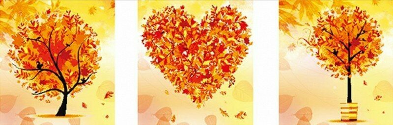 Набор Солнце #F-3090 Триптих. Осень, Алмазная Мозаика, 70 х 64 см