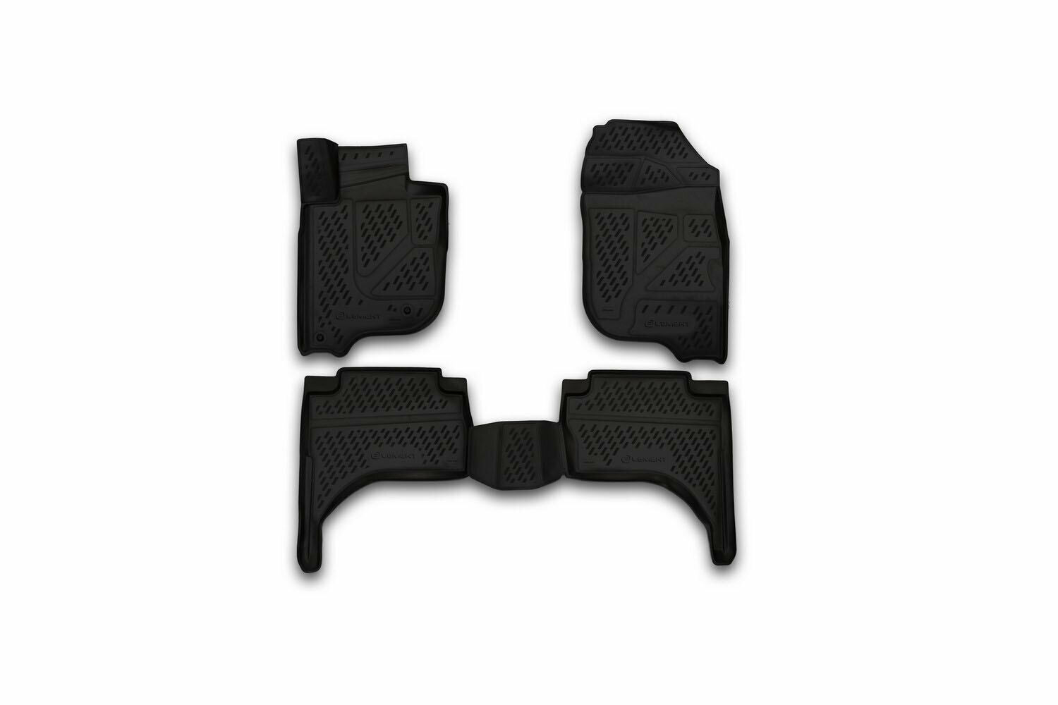 Коврики Standard, 3D в салон MITSUBISHI L200, 2015- , 4 шт. (полиуретан, чёрные) Element. CARMIT00001