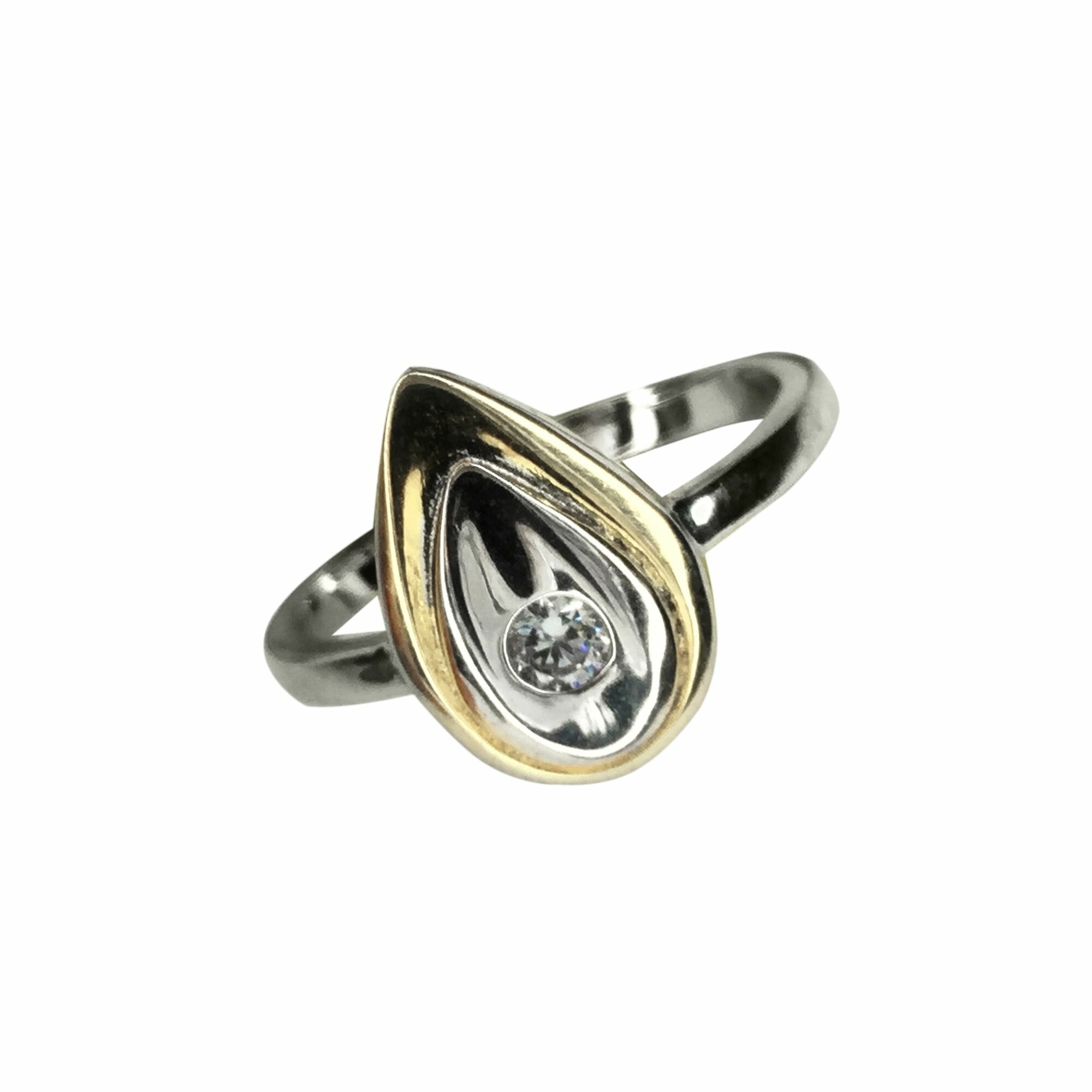 Кольцо тонкое, серебро, 925 проба, фианит