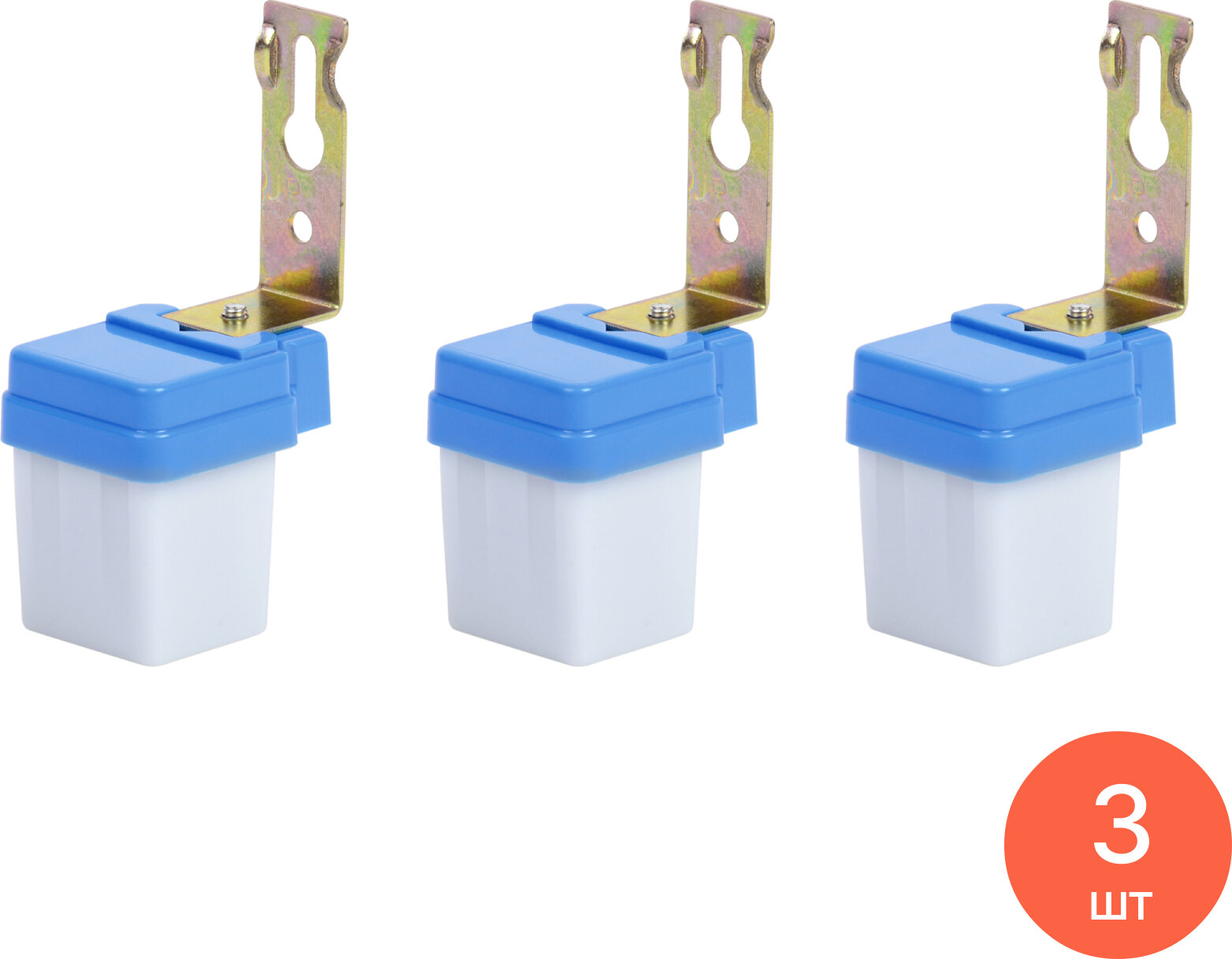 Фотореле IEK / ИЭК ФР 600 для уличного освещения, в пластиковом корпусе, серый, 35×91×54мм, 220В, 1300Вт, 6А, IP44 / электрика (комплект из 3 шт)