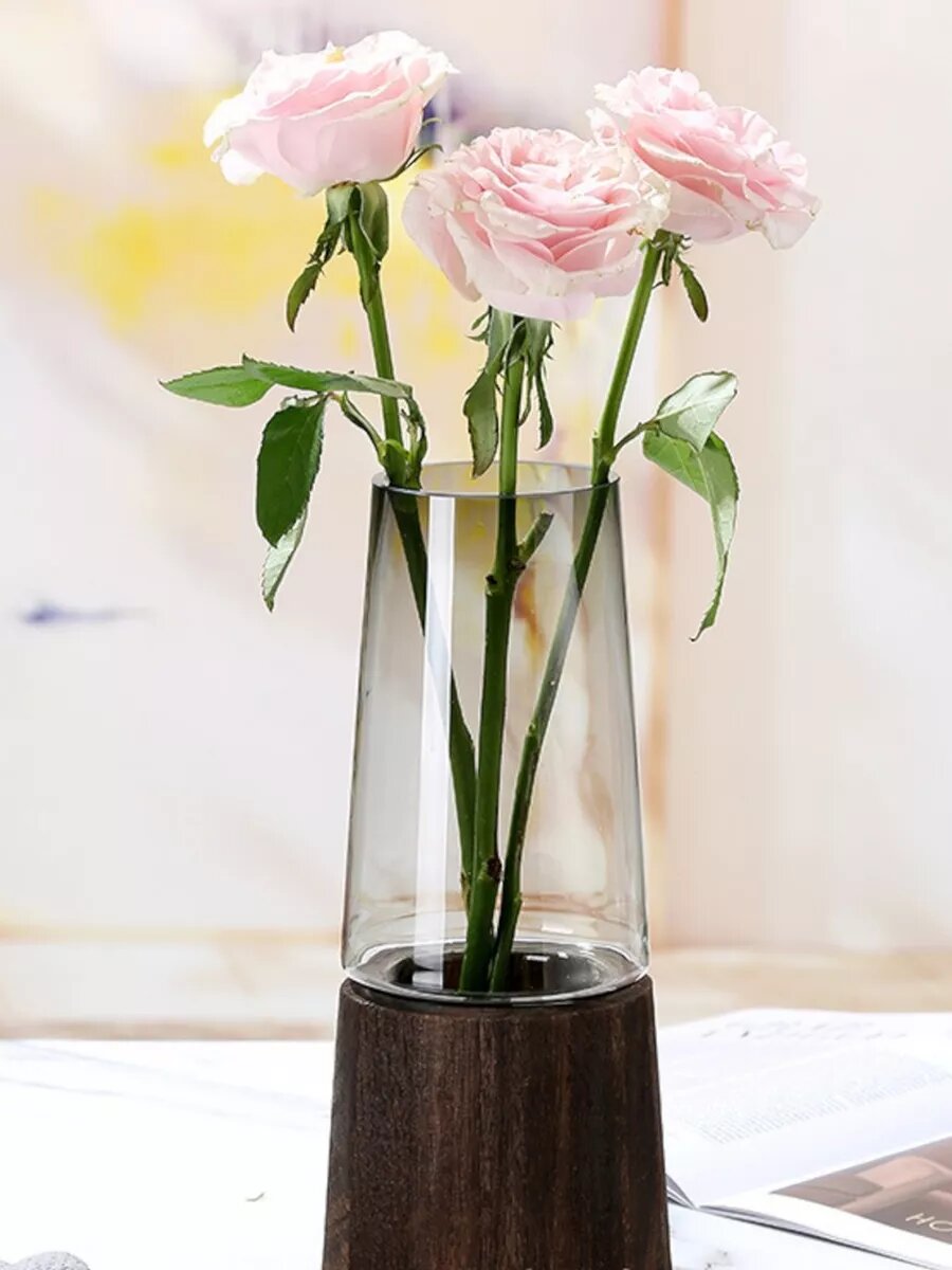 Дымчатая ваза на пенечке 29 см