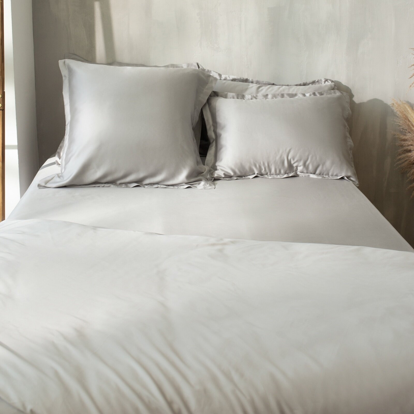 Простыня на резинке SL Home Tencel 200*200+30 см , цв. светло-серый, 10285355