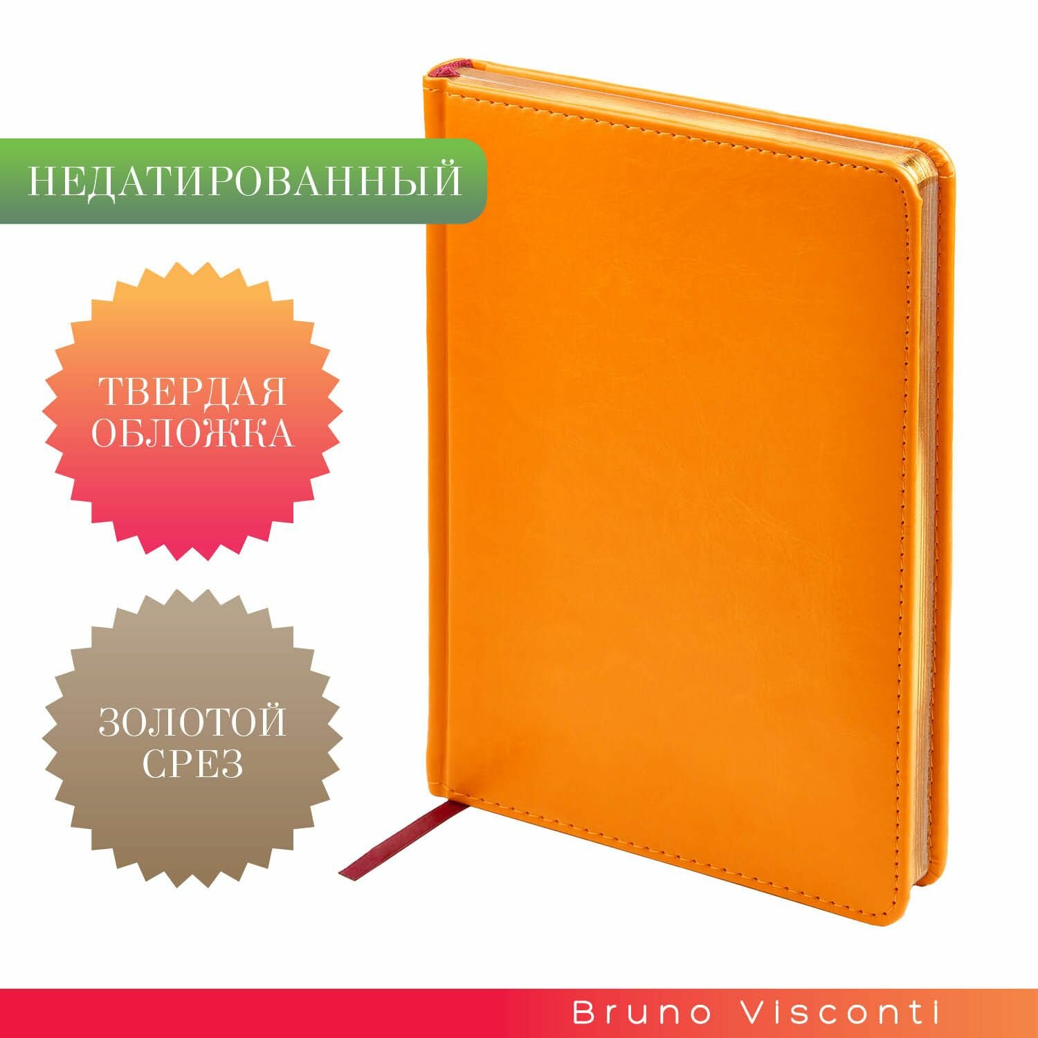 Блокнот для записей Bruno Visconti "SIDNEY NEBRASKA" оранжевый, с золотым срезом, планер ежедневник недатированный а5 / записная книжка мужская арт.3-128/07