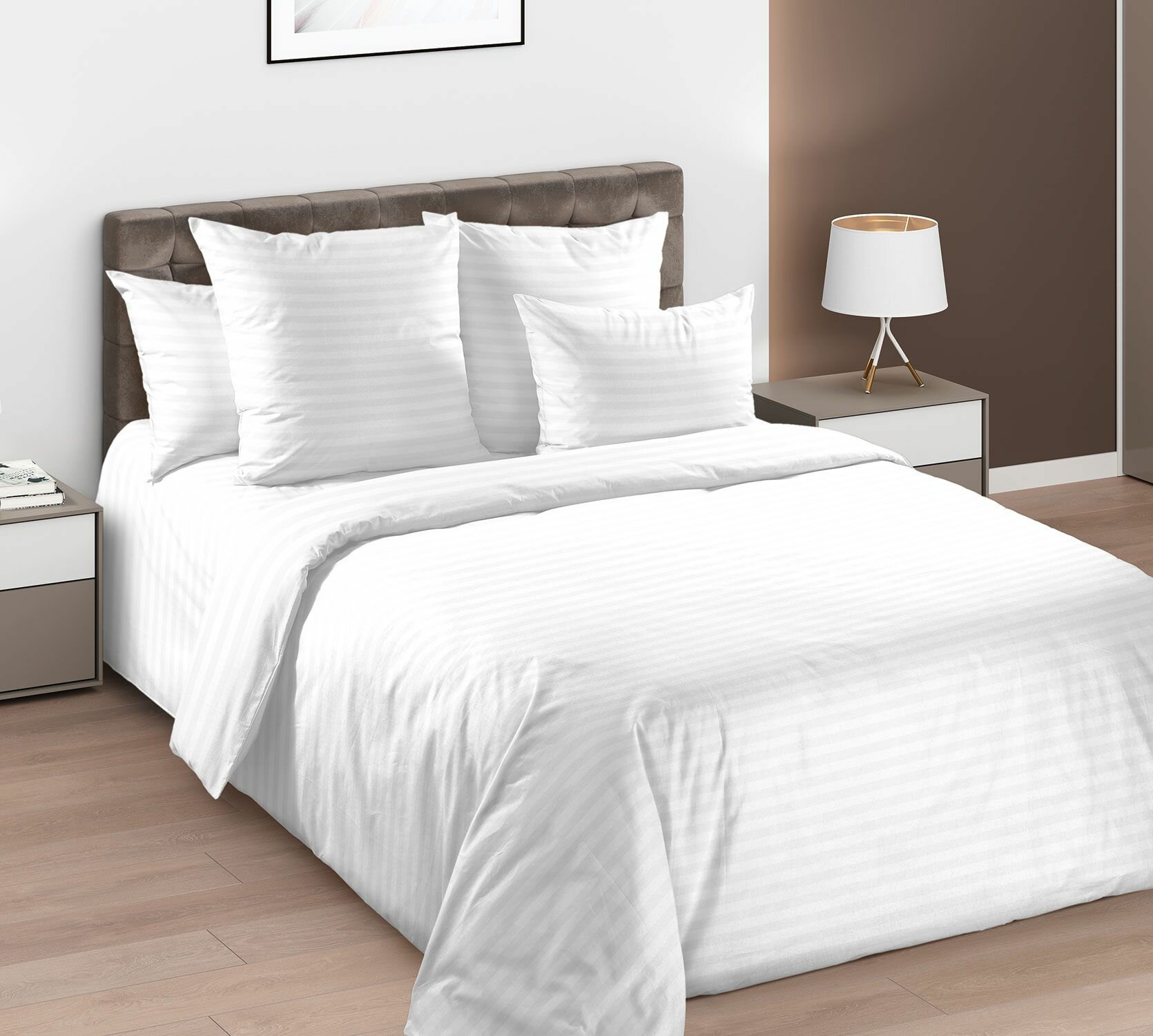 Наволочка на подушку Страйп Белый 70x70, перкаль 100% хлопок, белый