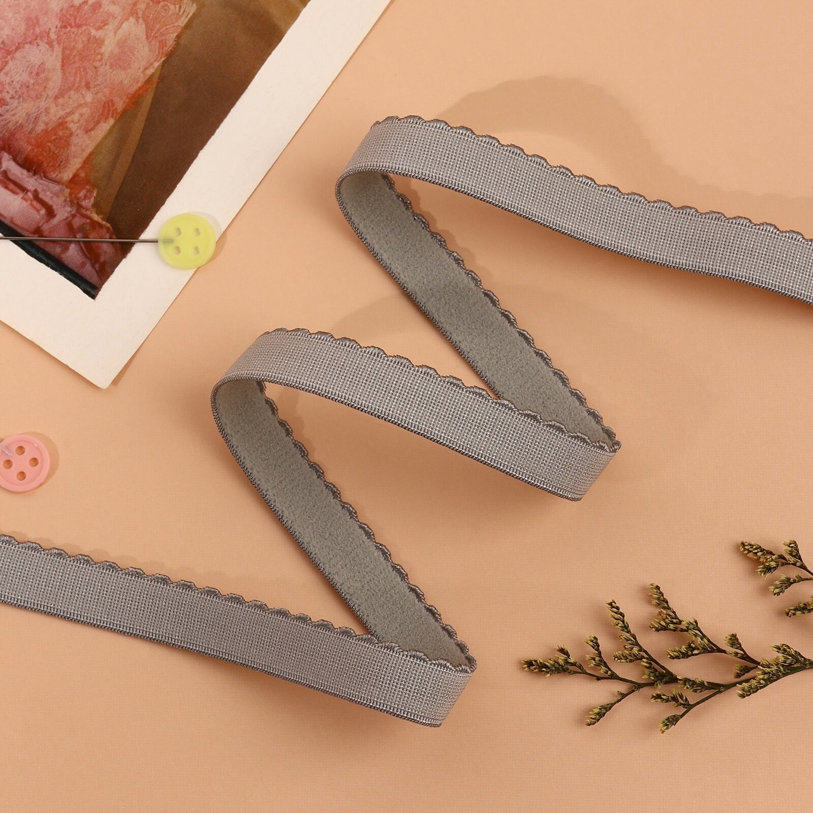 Резинка становая, с ажурным краем, 10 мм, 10 ± 0,5 м, цвет серый, 10658414