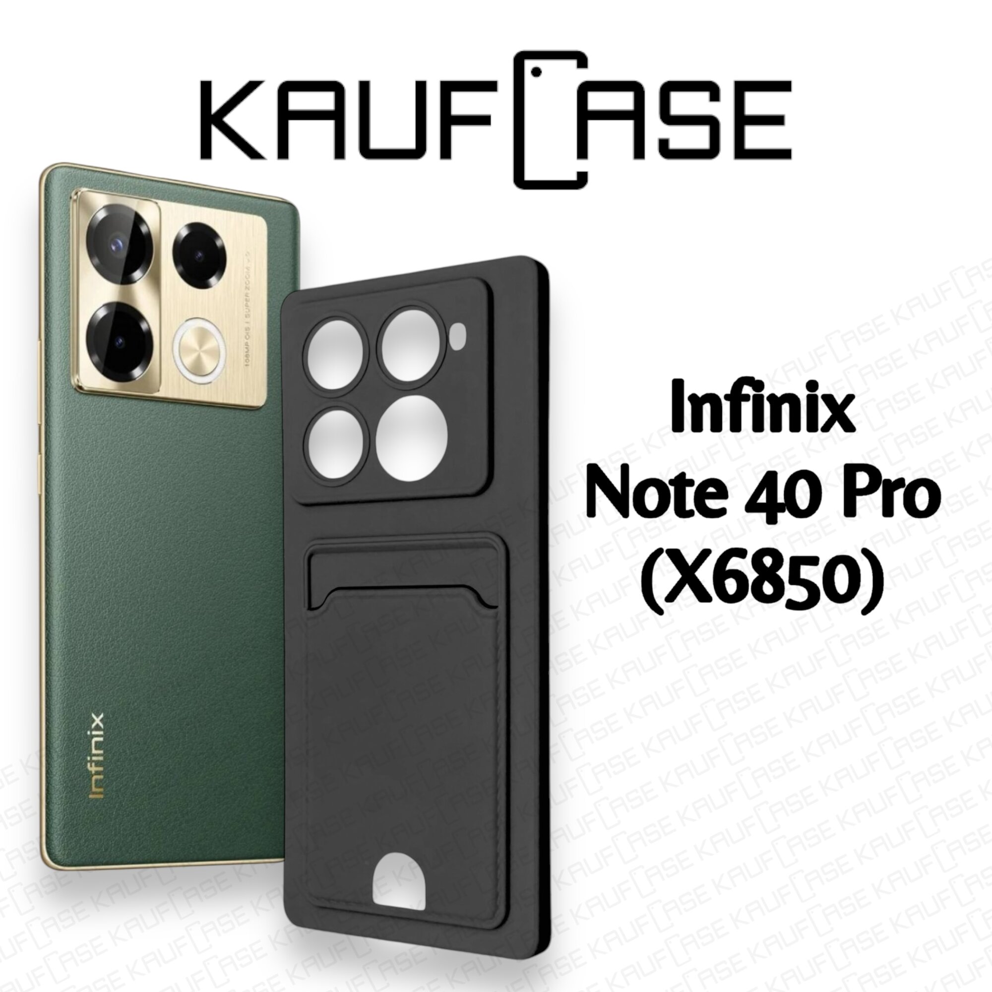 Силиконовый матовый чехол на Infinix Note 40 Pro 4G (X6850) (6.78"), черный. Карман для пластиковых карт