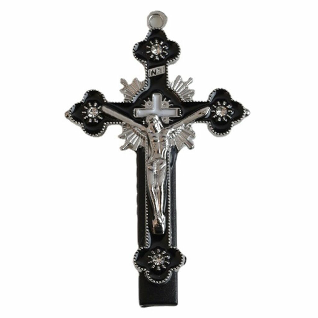 Шпилька для волос y2k hot girl couple cross hairpin-черный-1шт