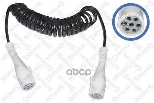 Кабель спиральный!7/6 полюс, Type S, с 2 штекерами (пласт цельн.),24V, Lmax=4500 ISO3731 Stellox арт. 8801619SX