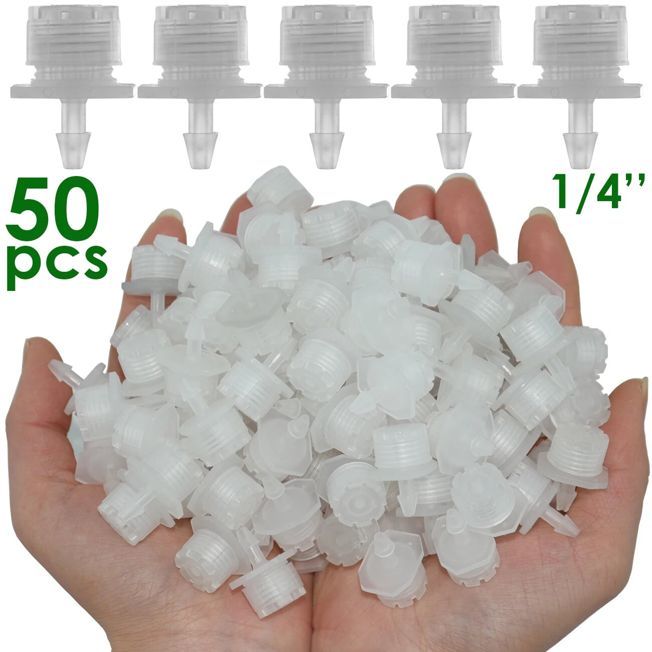 50шт Белые капельницы для полива 1/4"