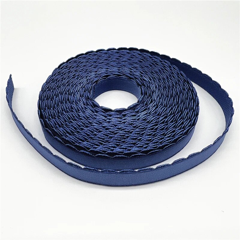 Эластичная кружевная лента CyanRafts 10 мм 5 ярдов Темно-синий, Navy blue, 2 yards