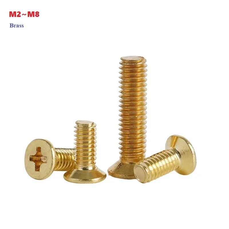 Латунные винты с крестовой головкой M2 M2.5 M3 M4 M5 M6 M8 M4-(20pcs), 40mm